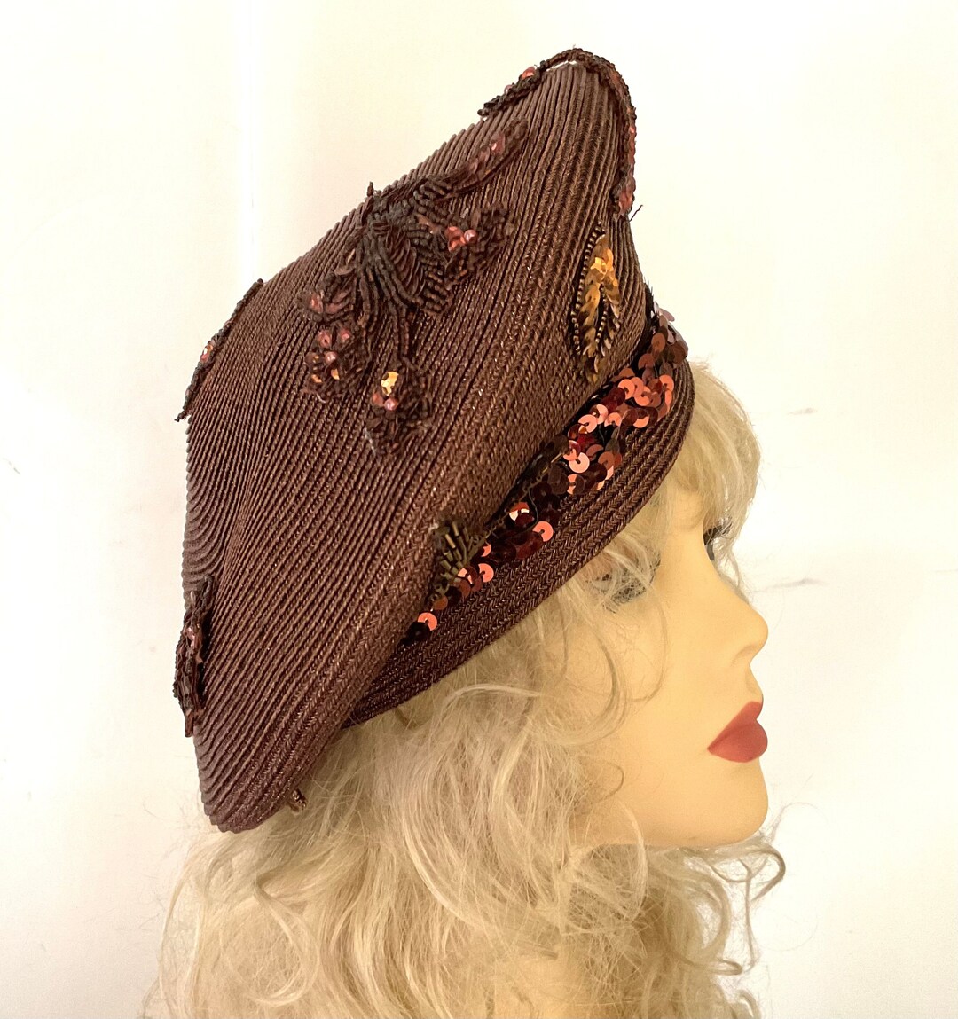 Vintage Sequin Platter Hat / Pancake Hat / Beret / Retro / Boho ...