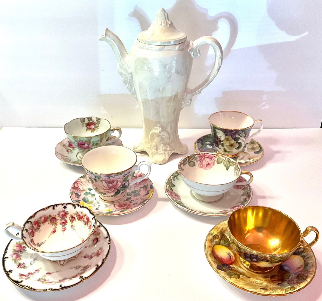 Vintage Floral China Tea Set / Teapot & Cups / Tea Party Set / Food and ...