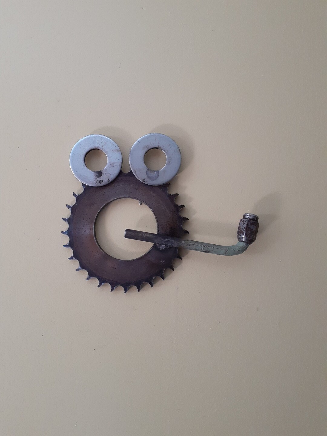 Scrap Metal Wall Hanging Welded Gear Face Smoking Man Cave Art Decor ...