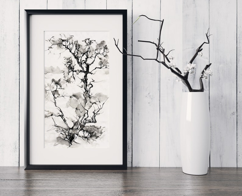 Print of Black Ink Drawing - Tree Ink Drawing Print - "ink Trees ...