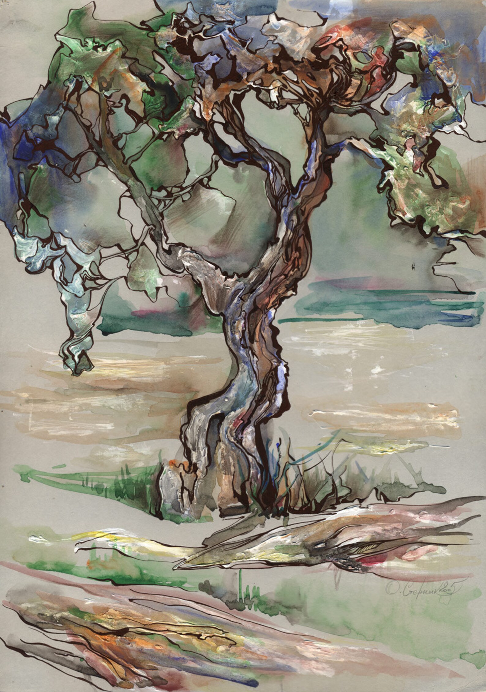 Abstract Tree Painting Abstract Watercolor Wood Painting - Etsy