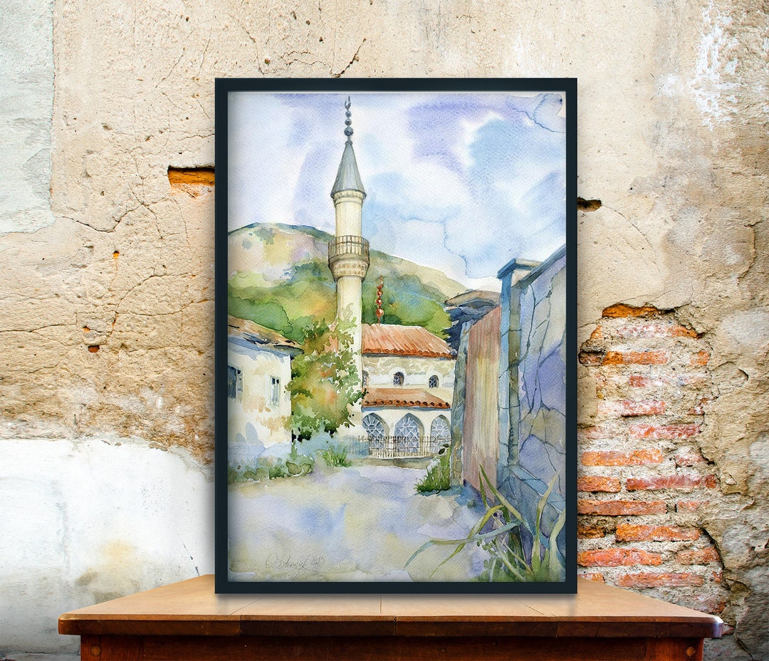 Muslim Crimea Tatar Architecture Art Print of Watercolor Painting ...