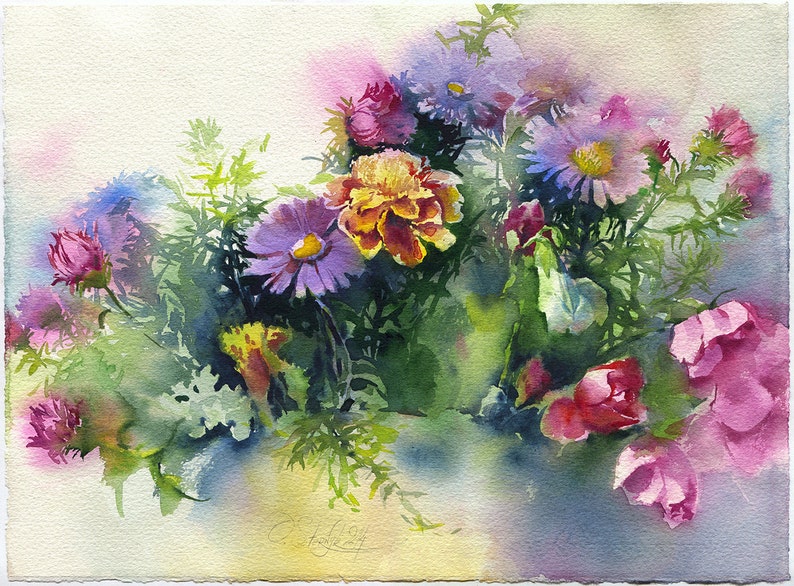 Druck von Blumen Malerei Aquarell Blumen Kunstdruck - Etsy.de