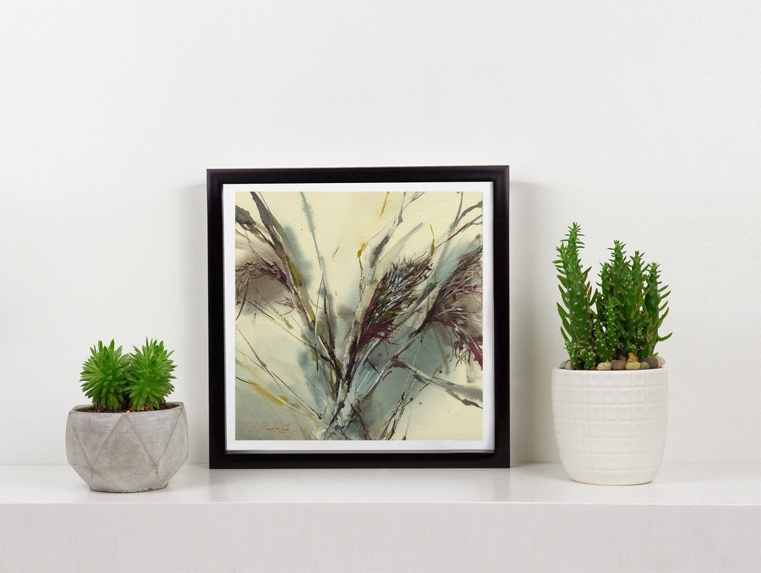 The Reeds Grass Art Print - Cane Plants Square Wall Art, Water Reeds ...
