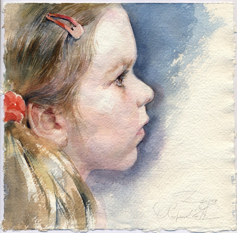 Custom Watercolor Painting - Original Child Portrait Painting ...