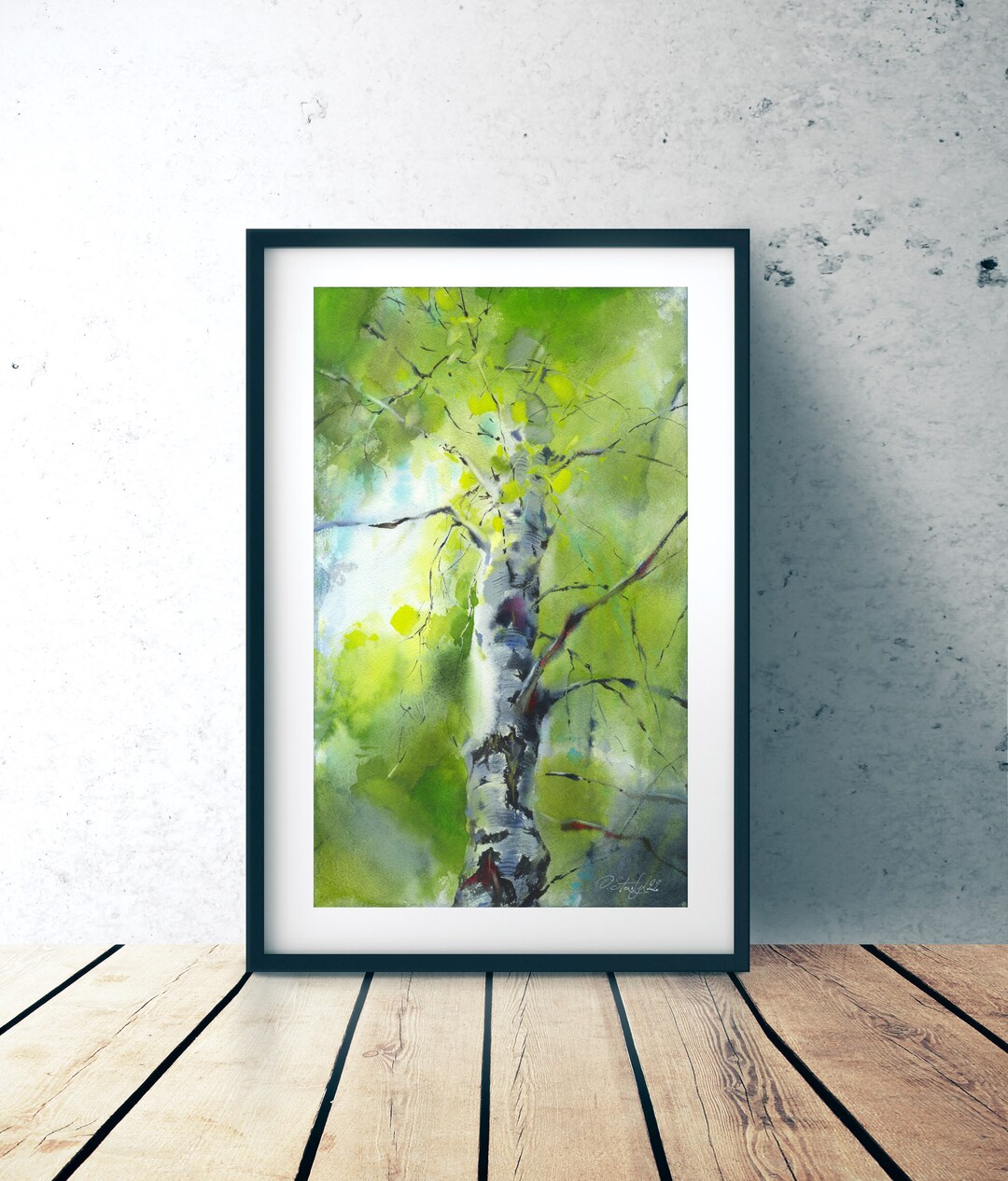 Birch Tree Watercolor Art Print - Wood Painting Print, Tree From Below ...