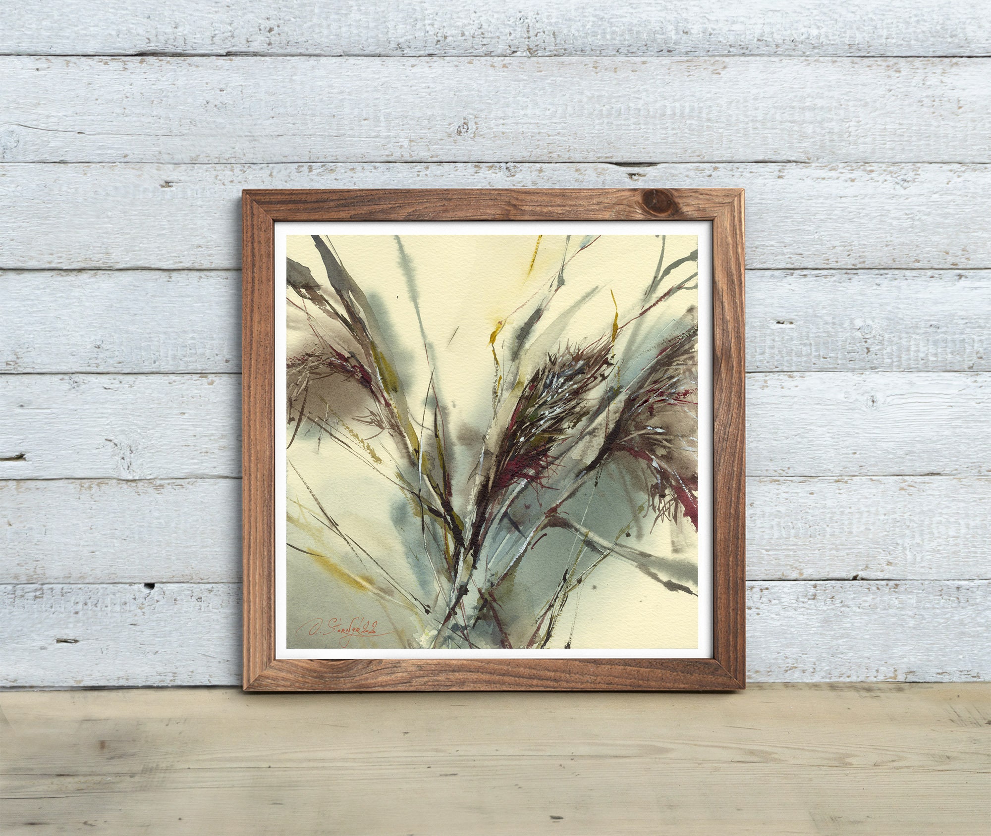 The Reeds Grass Art Print - Cane Plants Square Wall Art, Water Reeds ...