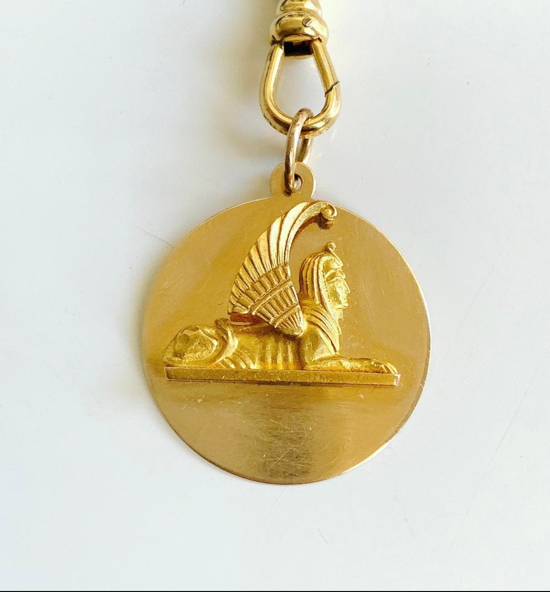 Egyptian Revival Gold Sphinx Charm Pendant - Etsy