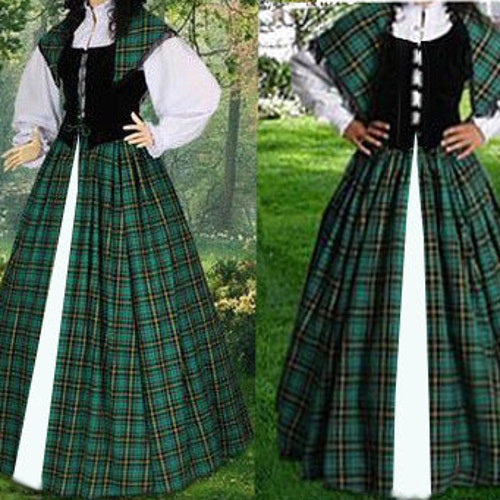 Renaissance Gown Medieval Costume Scot Clan Tartan Custom - Etsy