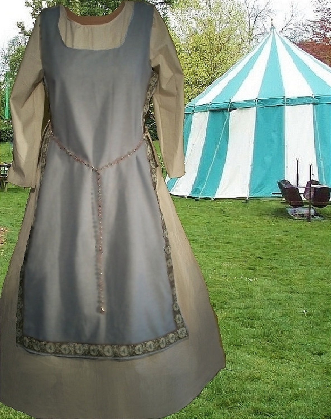 Medieval Costume Renaissance Dress SCA Garb Costume Ltblu Ivory Tabard ...