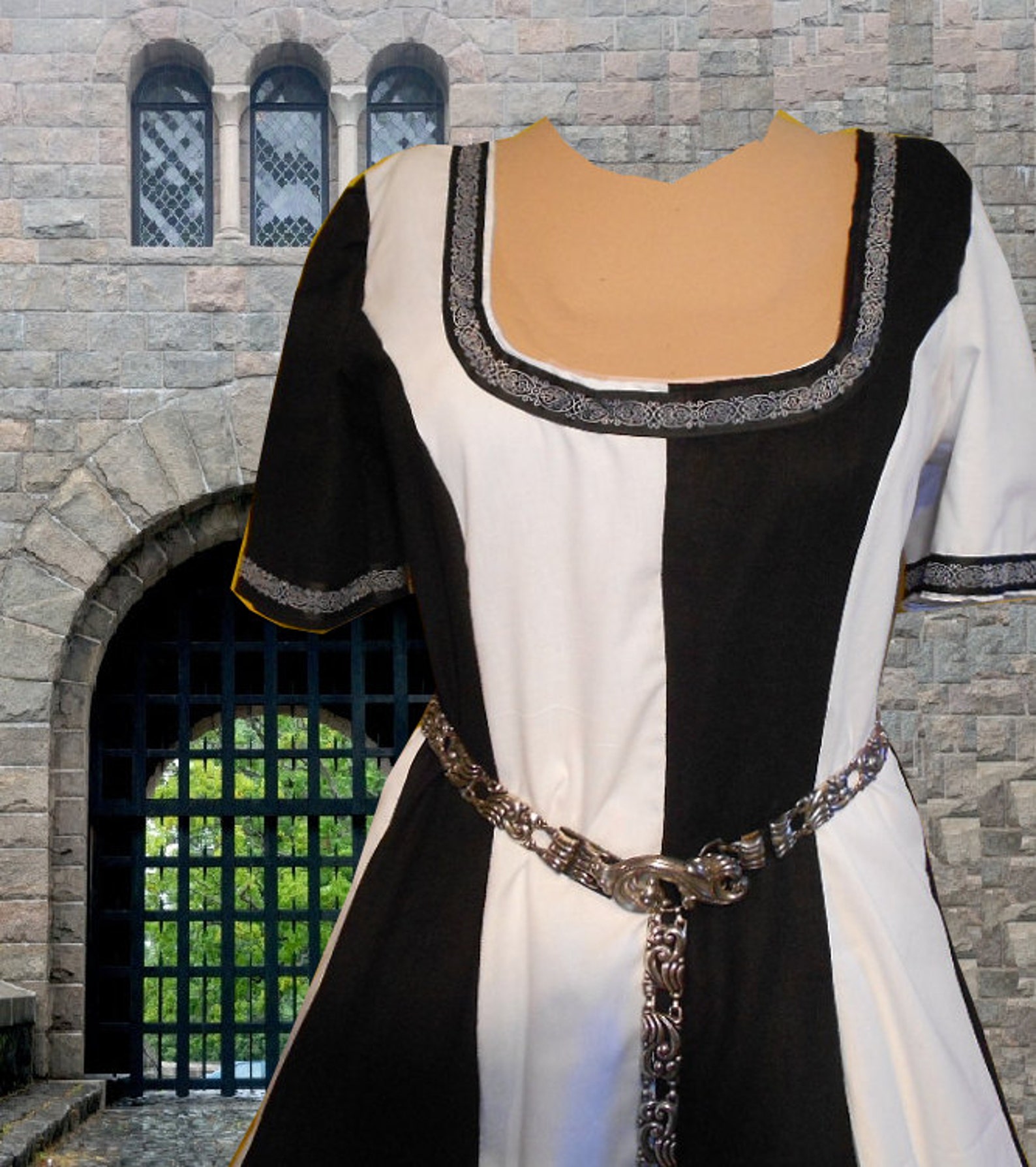 Medieval Dress Renaissance Gown SCA Garb Linen Bl Authentic - Etsy