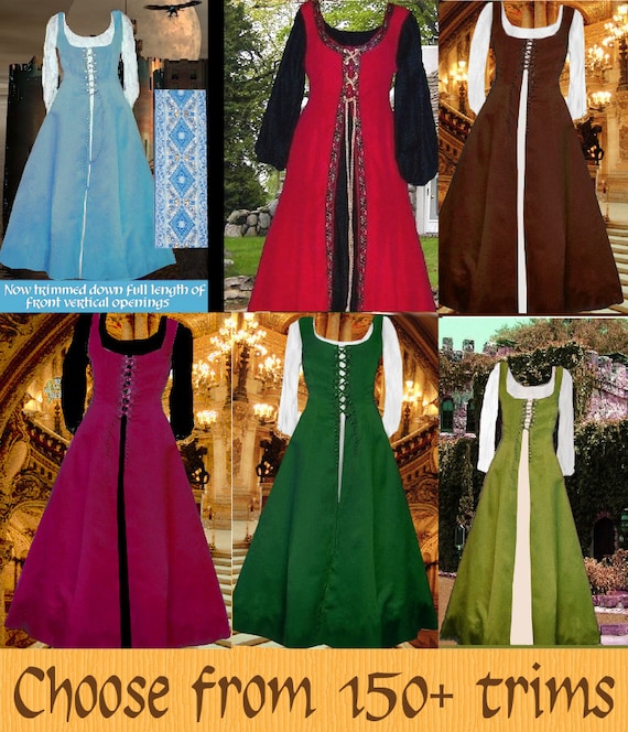 Renaissance Costume Medieval Gown SCA Garb CUSTOM_COLOR_CHOICE | Etsy