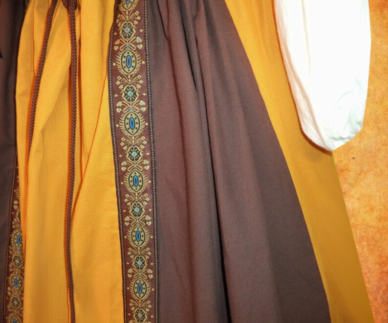 Renaissance Costume Medieval Gown SCA Garb Mustard Chocolate | Etsy