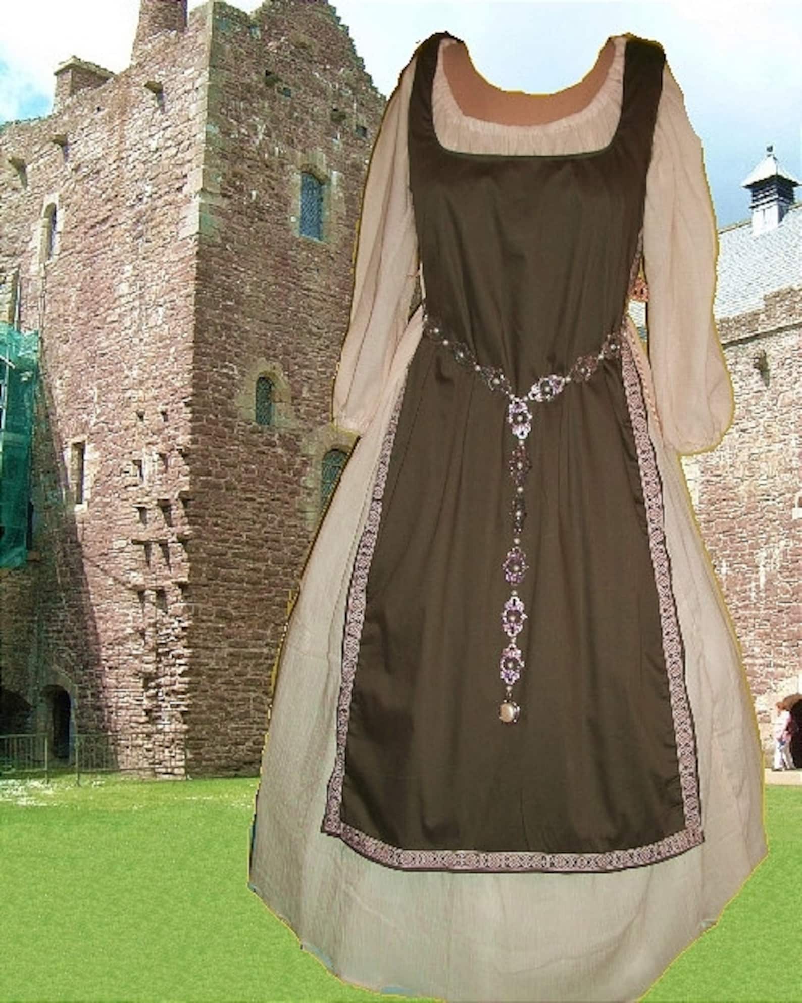 Medieval Gown SCA Garb Renaissance Costume Chocolate Tan Ctnbld 2pc ...