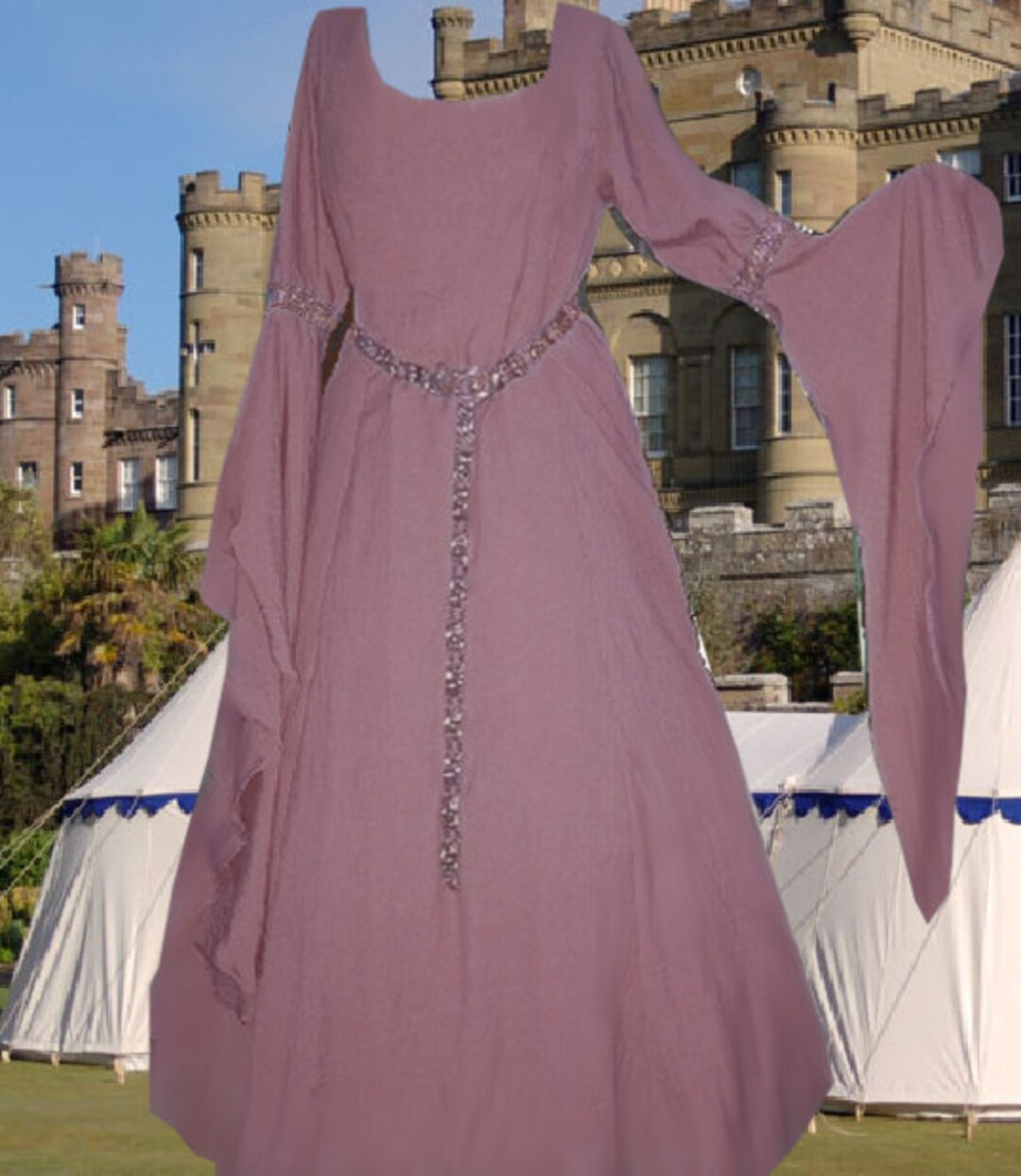 Renaissance Costume Medieval Gown Fantasy SCA Garb Rose Pink Cotton Lxl ...