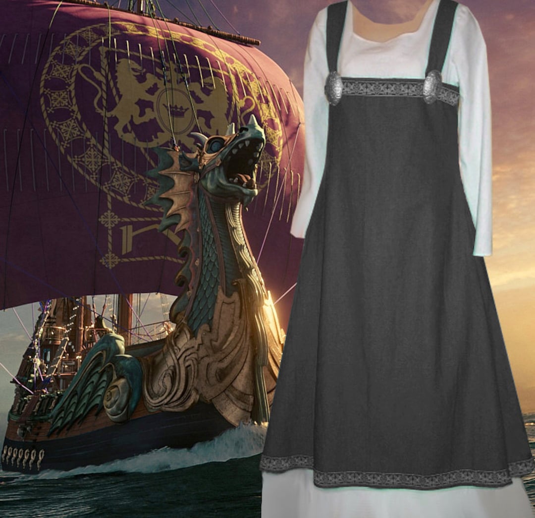 Norse SCA Garb Medieval Viking Costume 2pc Gray Linbld Apron Overchoice ...