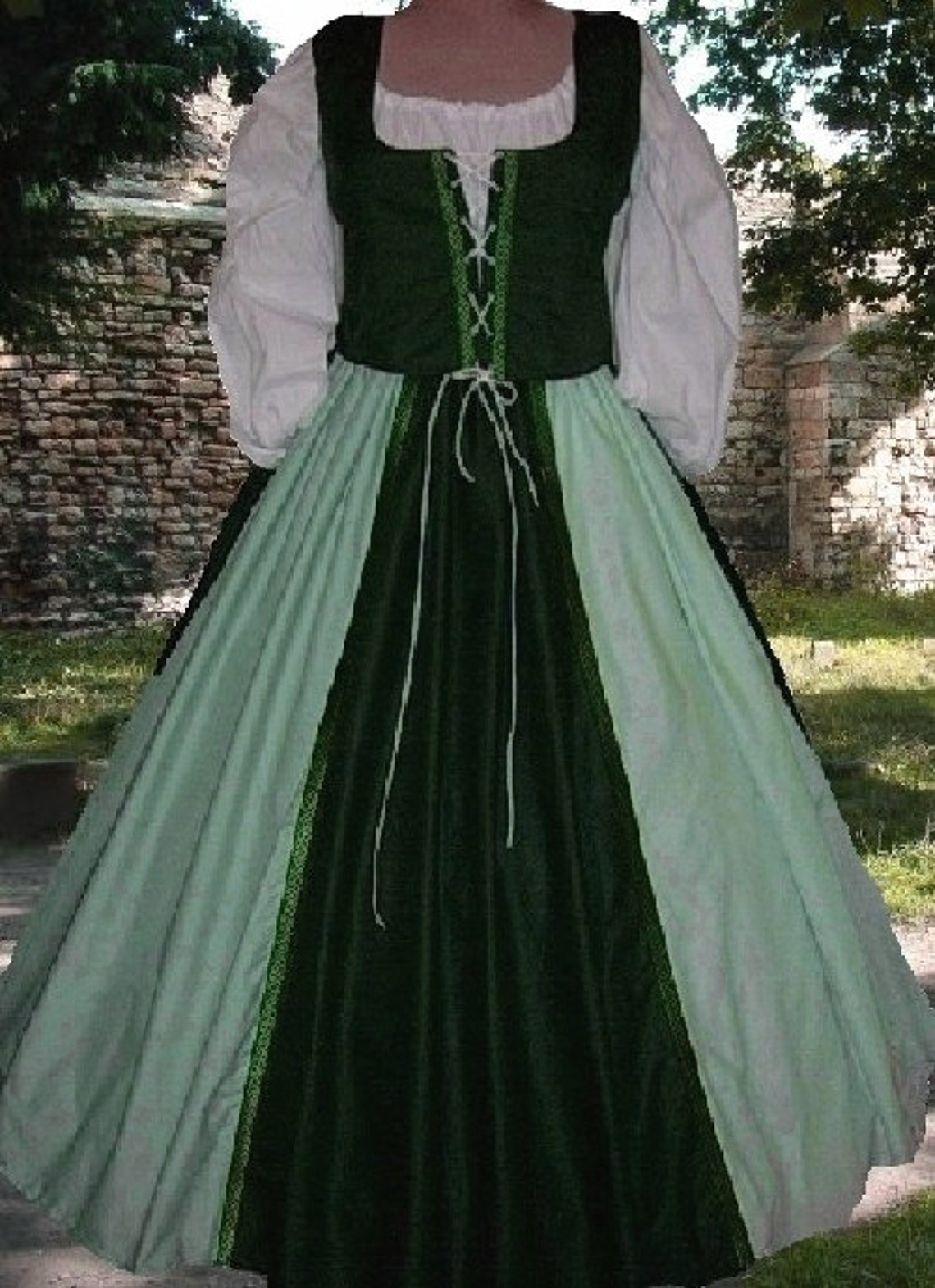 Celtic Renaissance Costume Medieval Gown SCA Garb Bodice Fullskt LXL ...
