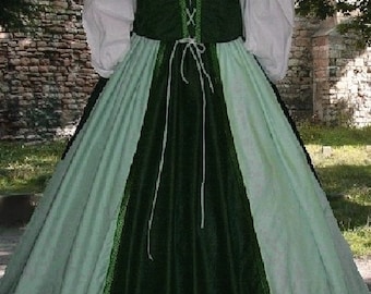 Medieval Gown Renaissance Costume SCA Garb Blkpurple Tabard Kirtle 2pc ...