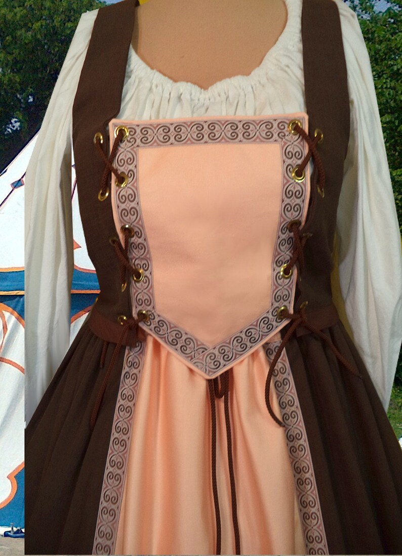 Renaissance Costume Medieval Gown SCA Garb Peach Choco 2pc - Etsy