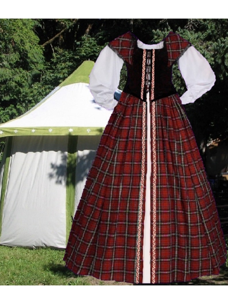Scot Celtic Tartan Plaid 3pc Medieval Irish Costume Gown SCA - Etsy España
