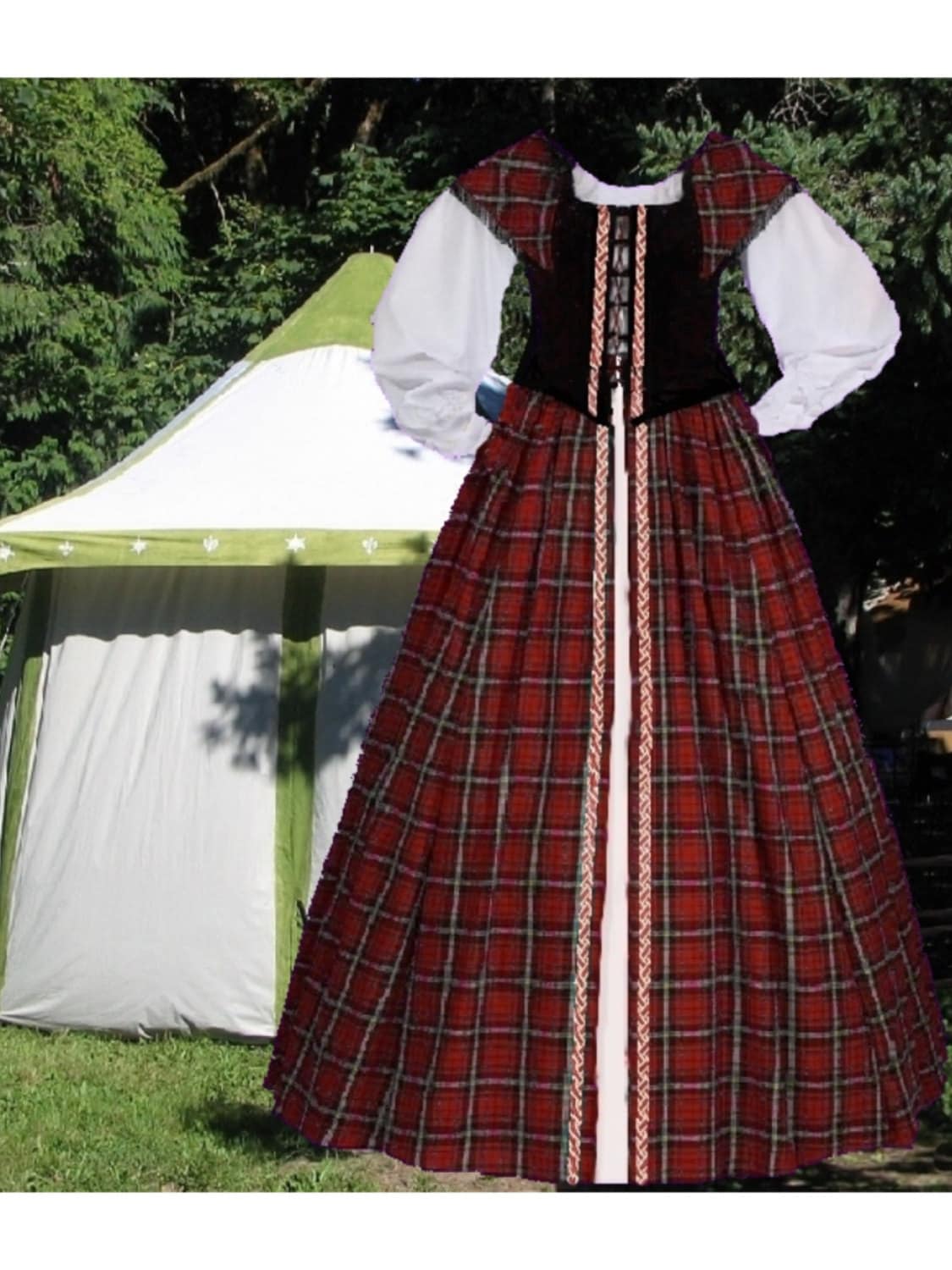 Renaissance Gown Medieval Costume Celtic Scot Irish Tartan - Etsy