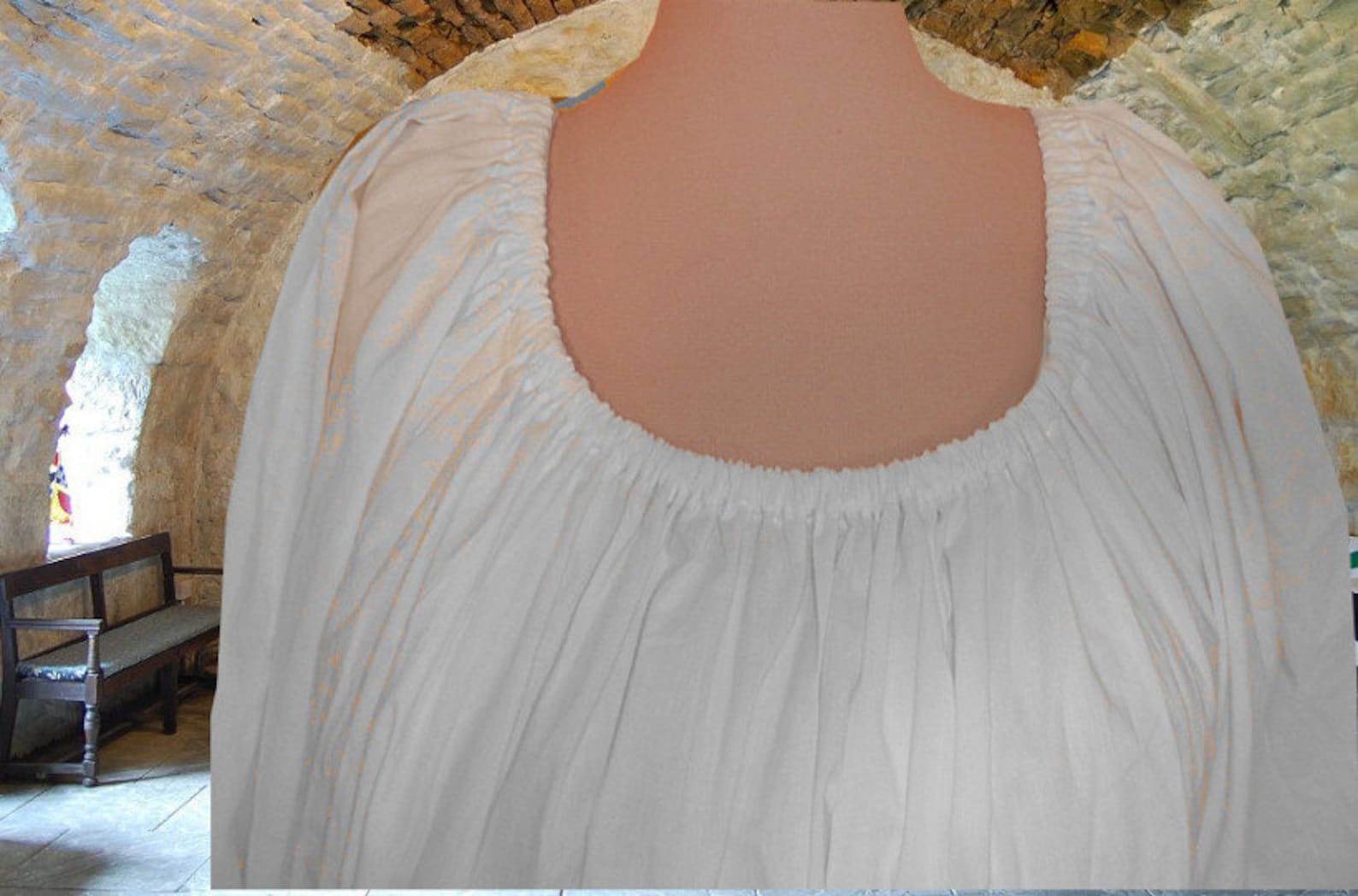 Renaissance Gown Chemise Medieval Costume 100% Cotton Muslin Lxl FREE ...