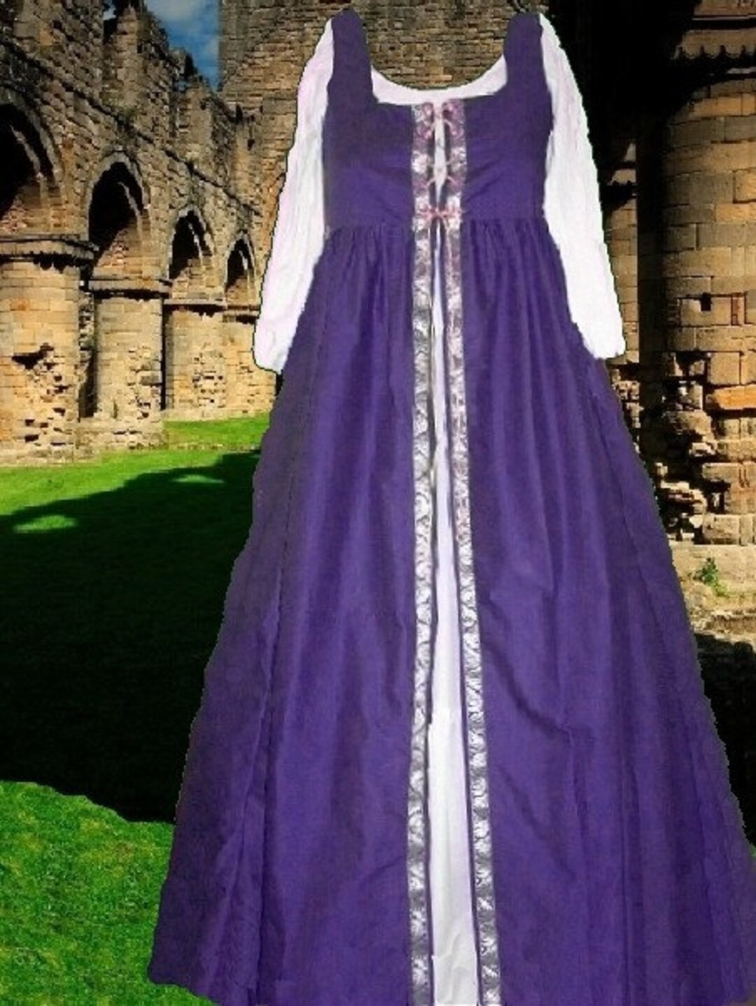 Renaissance Costume Medieval Gown SCA Garb Purple Front Lacing Irish ...