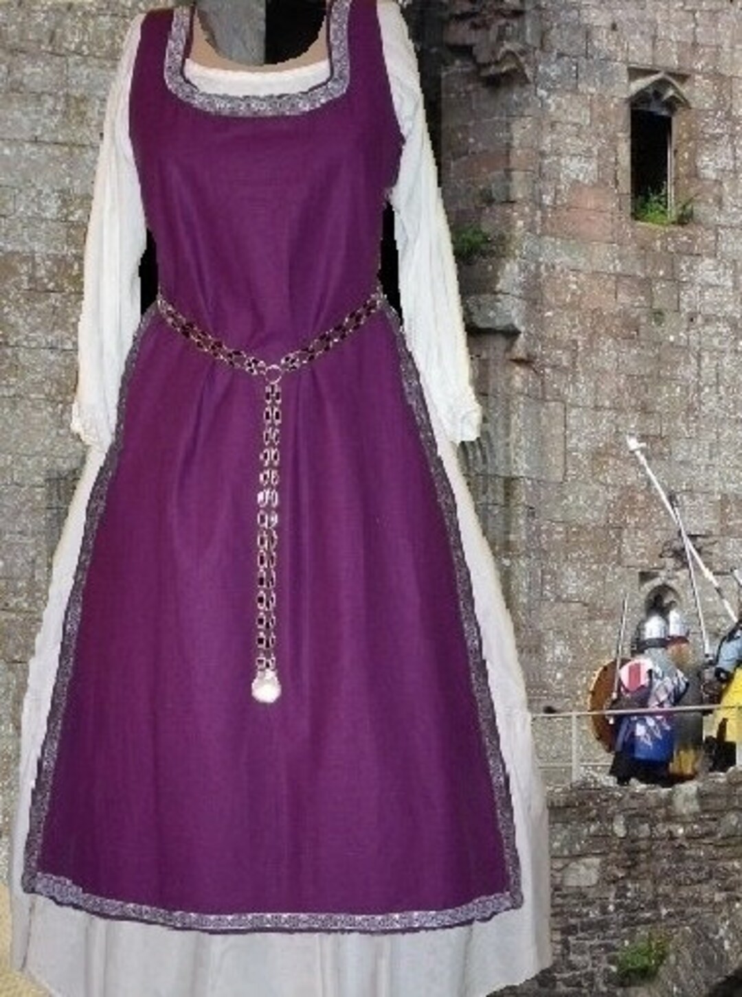 Medieval SCA Garb Renaissance Costume Purple Linen Bl Tabard 2pcset ...