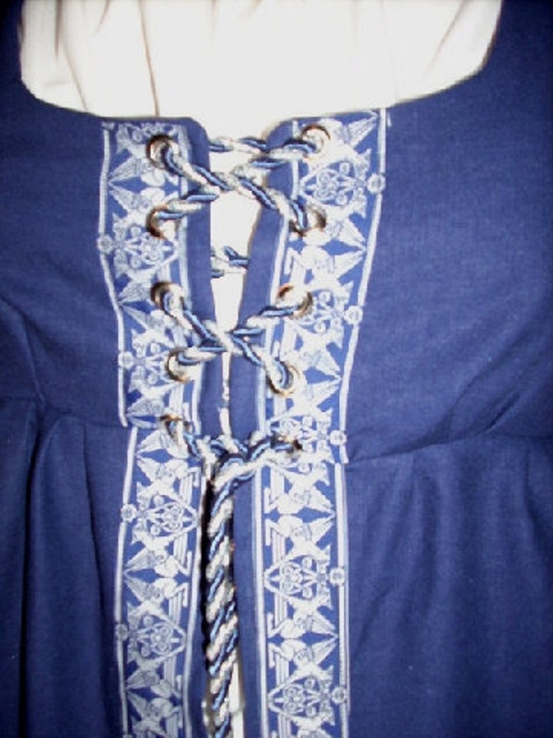 Medieval Gown SCA Garb Renaissance Costume Navy Blue Cotton Gryphon ...