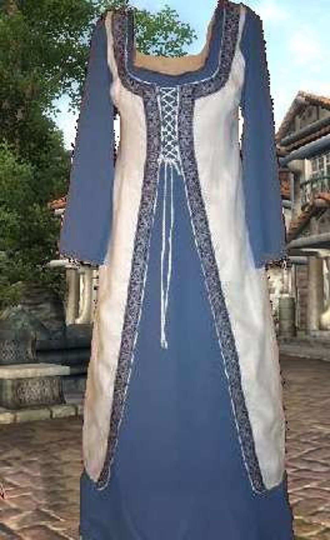 Renaissance Costume SCA Garb Medieval Gown Front-lacing Linen Blend ...