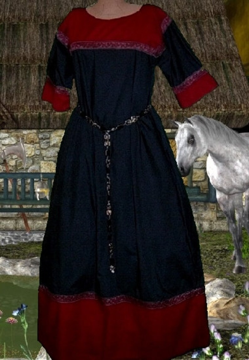 SCA Garb Tunic Gown Medieval Tan Midnight Gold Ctn Saxon Costume ...