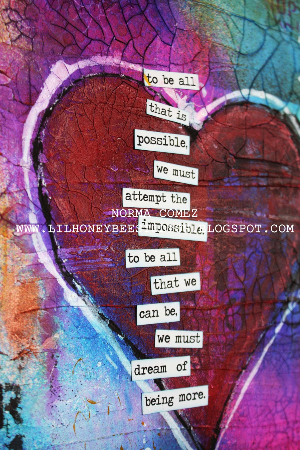 Colorful Heart Art Print With Love Inspirational Quote - Etsy