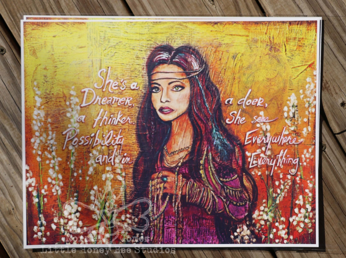 She's A Dreamer Gypsy Art Print Bohemian Art Bohemian | Etsy