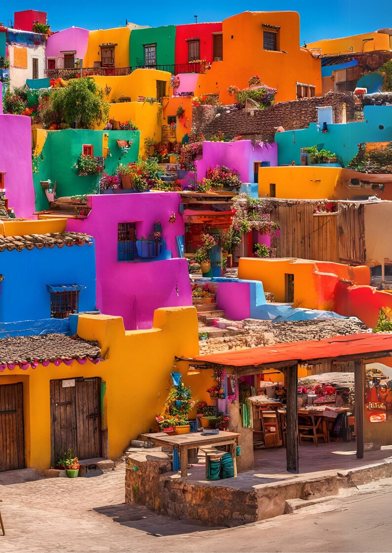 Colourful Mexican Village- Digital File - Etsy