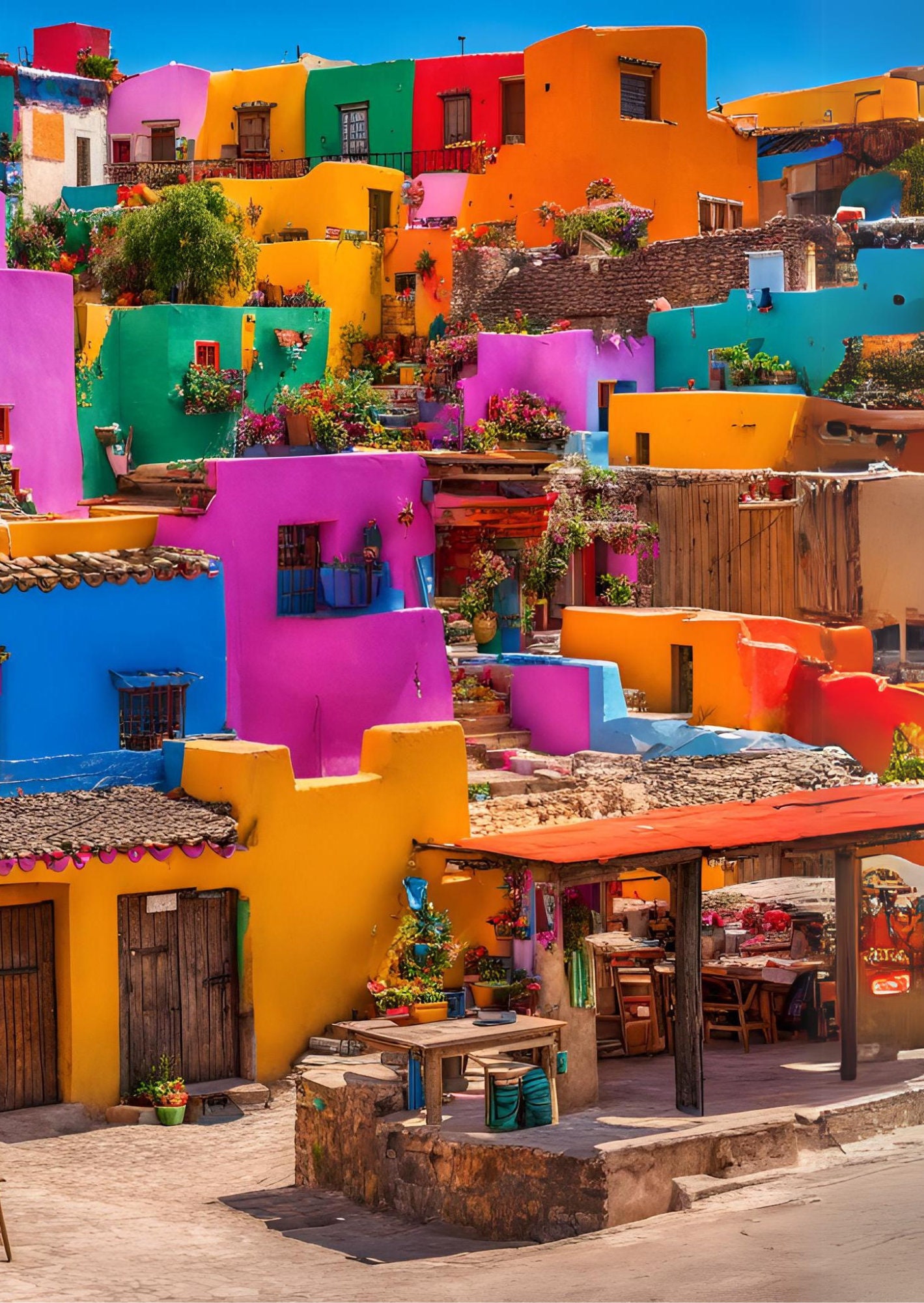 Colourful Mexican Village- Digital File - Etsy