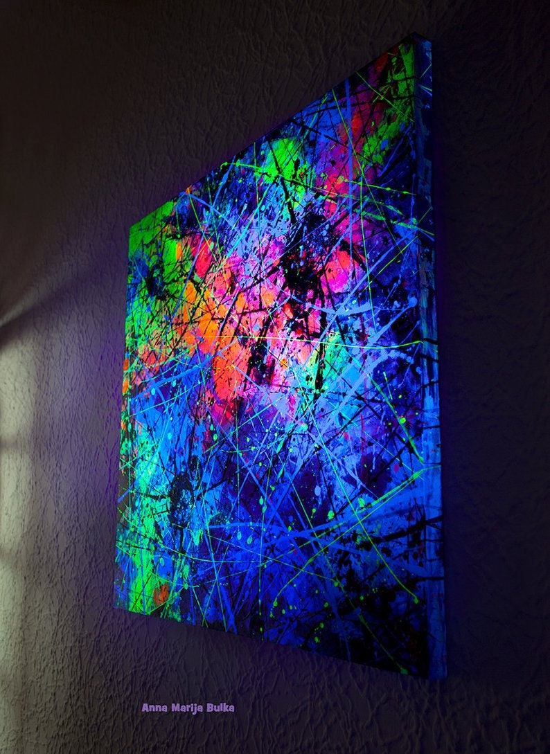 UV Painting Colourful Wall Art Abstract Painting on Canvas - Etsy UK