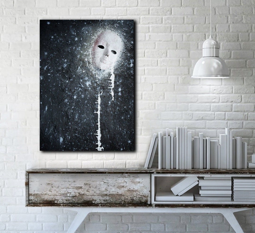 3D Mask. Art Mask Wall Art Painting. Face Mask Portrait. Texture ...