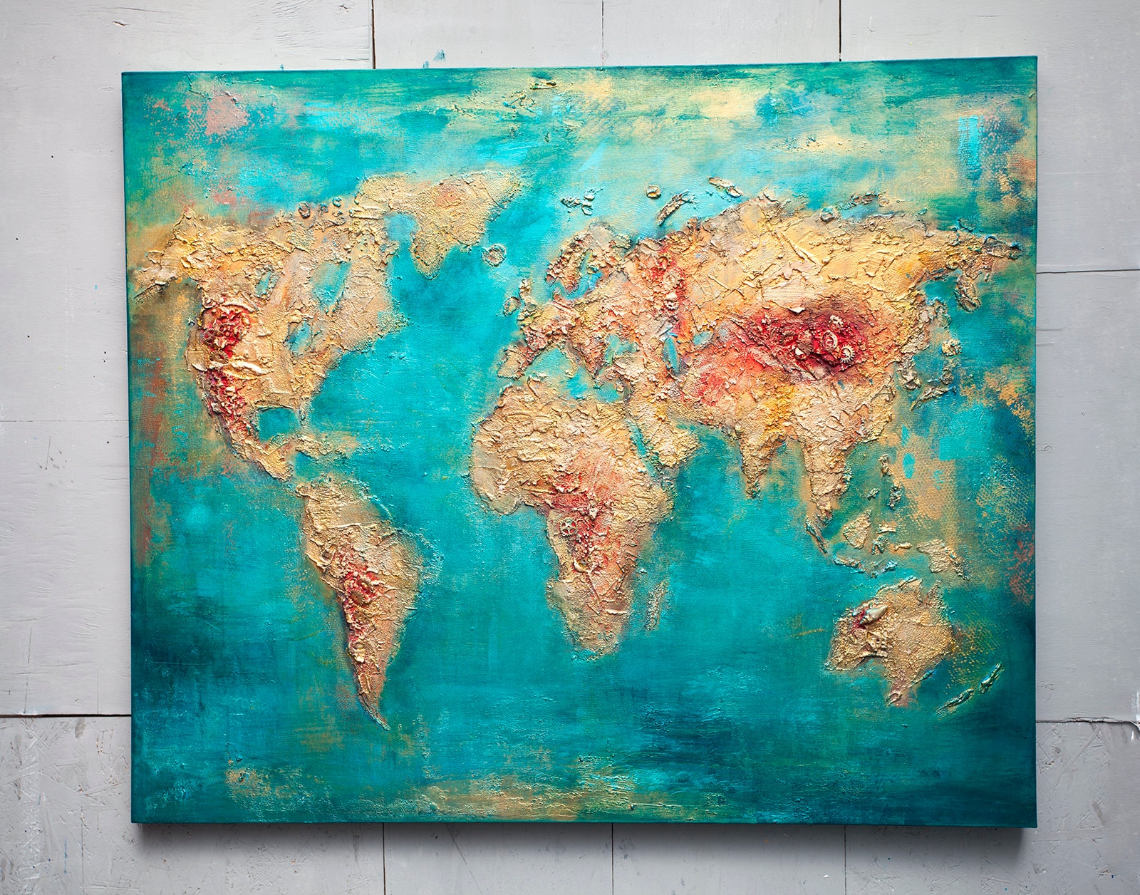 World Map ABSTRACT PAINTING on Canvas Abstract Painting in the | Etsy