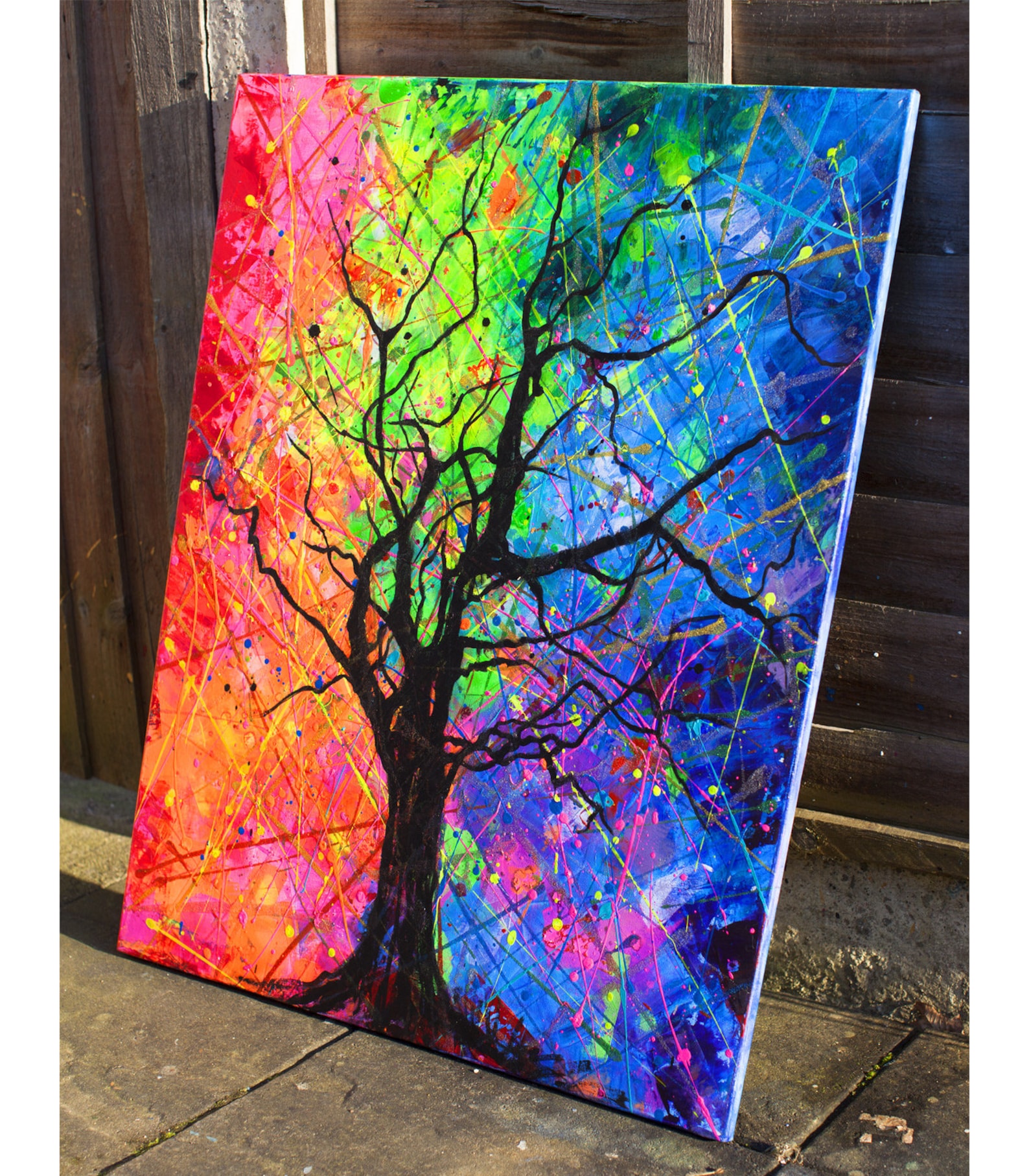 Neon Art Abstract Painting on Canvas Modern Wall Art UV Glow - Etsy