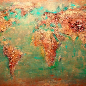 ABSTRACT PAINTING on Canvas Original World Map Canvas Painting 3d Wall ...