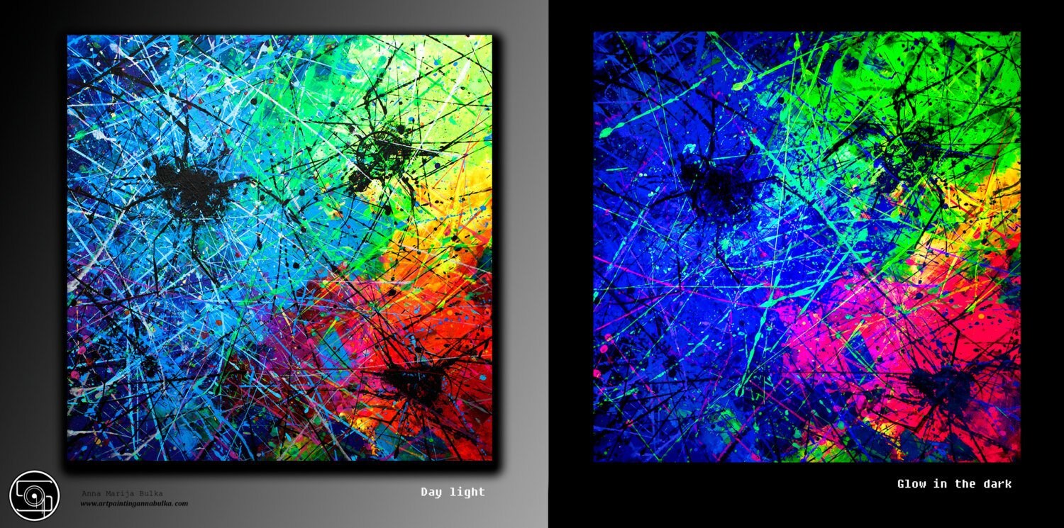 UV Painting Colourful Wall Art Abstract Painting on Canvas - Etsy UK