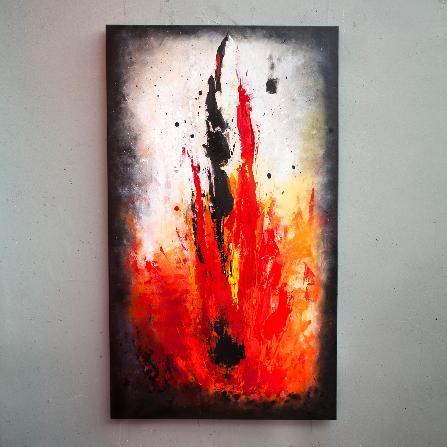 Fire Abstract Painting on Canvas Acrylic Painting Large Wall | Etsy
