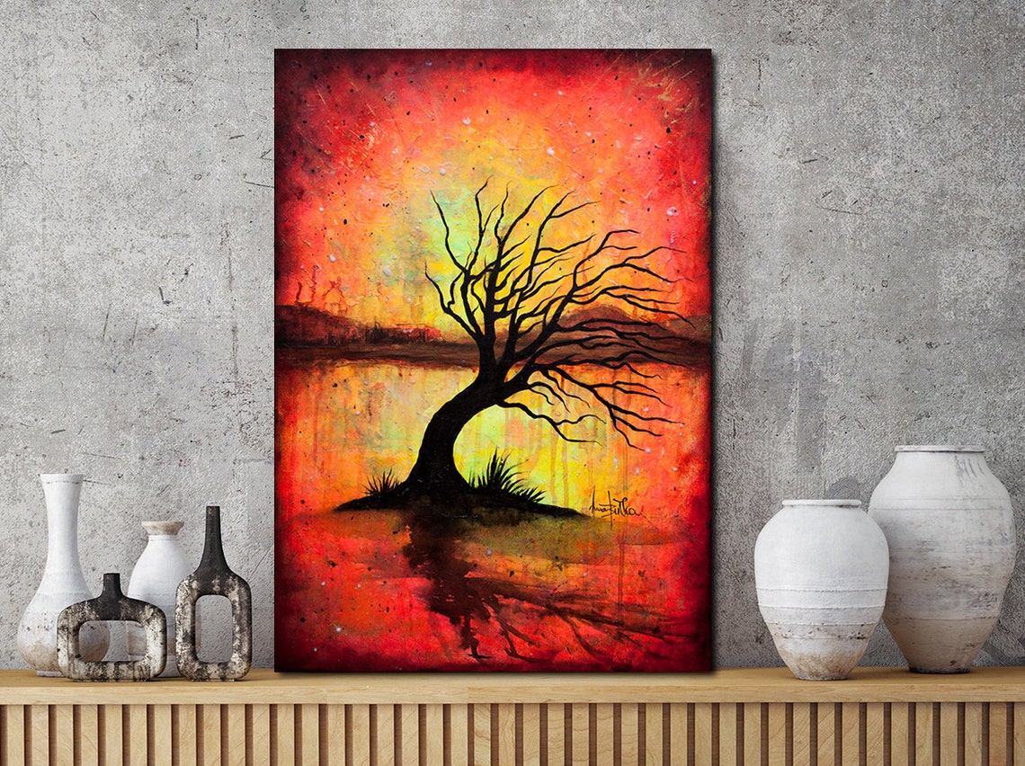 Art PAINTING Abstract Glow in the Dark Art Commission Tree - Etsy