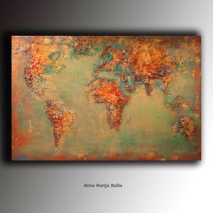 ABSTRACT PAINTING on Canvas Original World Map Canvas Painting 3d Wall ...