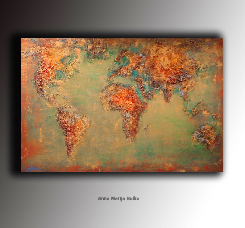 ABSTRACT PAINTING on Canvas Original World Map Canvas Painting - Etsy