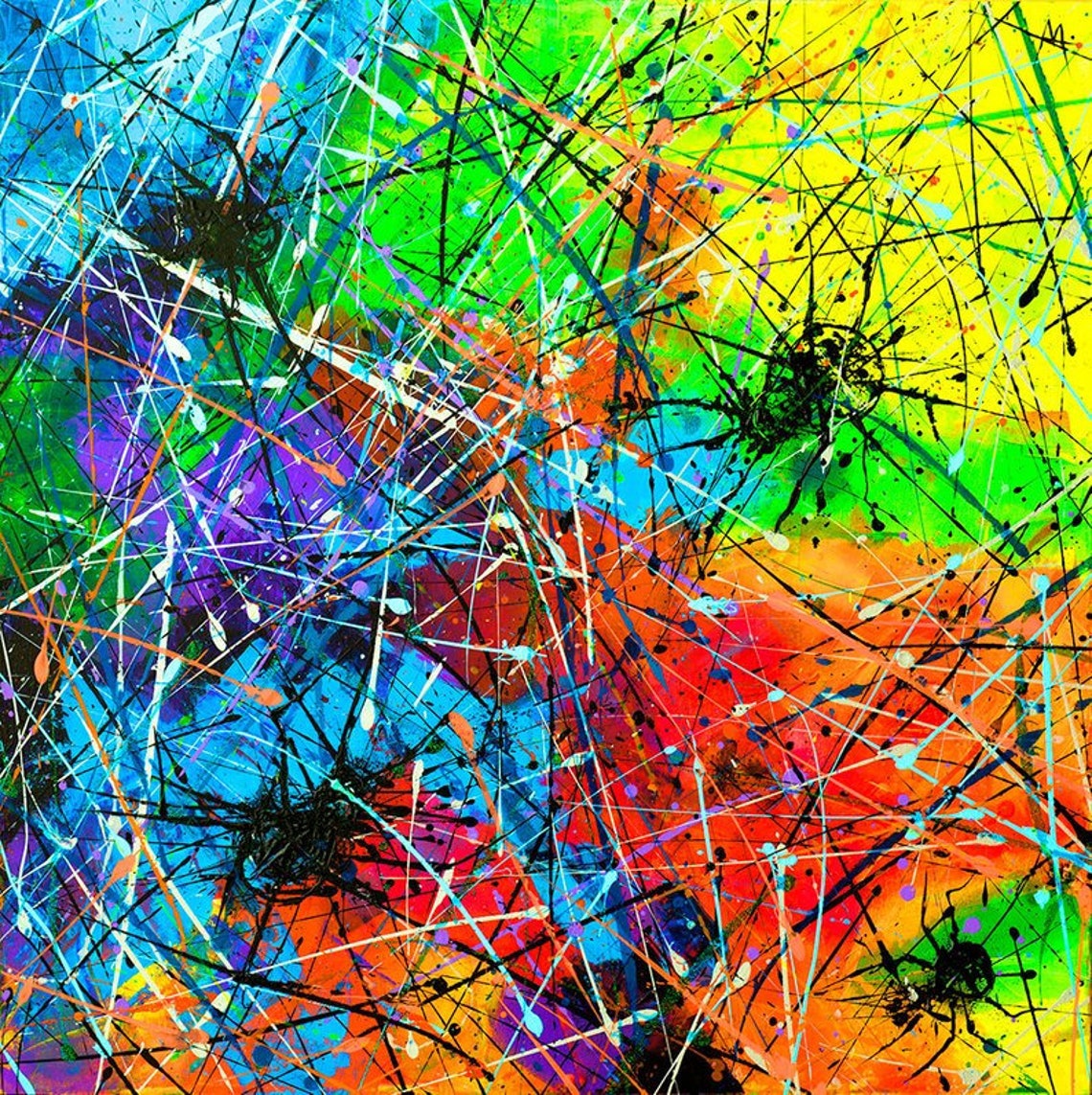 UV Painting Colourful Wall Art Abstract Painting on Canvas - Etsy UK