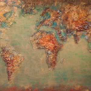 ABSTRACT PAINTING on Canvas Original World Map Canvas Painting 3d Wall ...