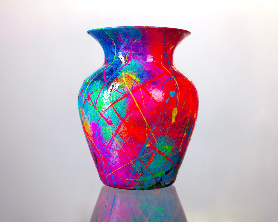 Colourful Vase Ceramic Vase Abstract Vase Housewarming Gift UV - Etsy UK