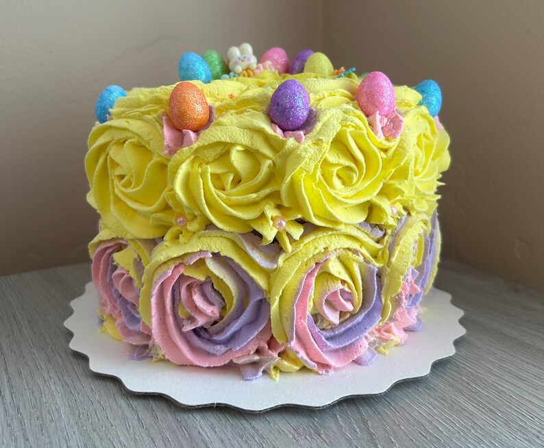 One Fake 5" Easter Spring Cake With Bunny-whimsical Easter Rosette Cake – Faux Display - Etsy