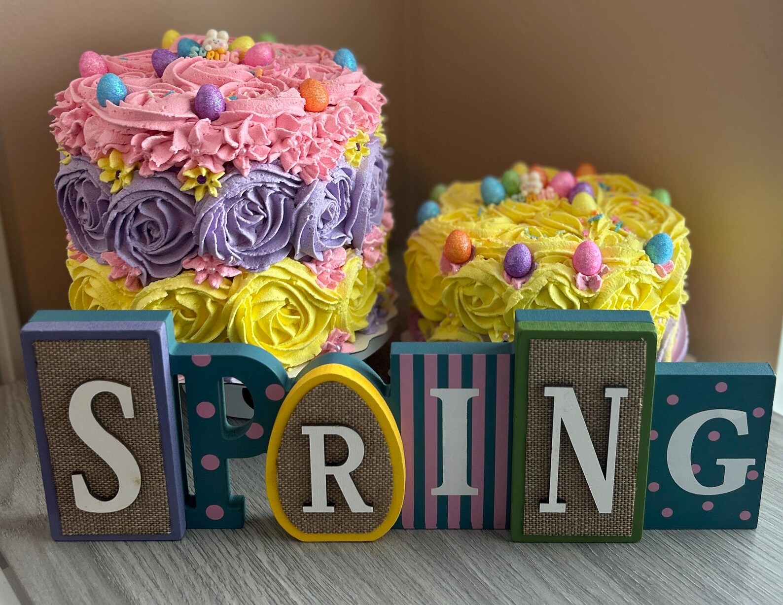 One Fake 5" Easter Spring Cake With Bunny-whimsical Easter Rosette Cake – Faux Display - Etsy